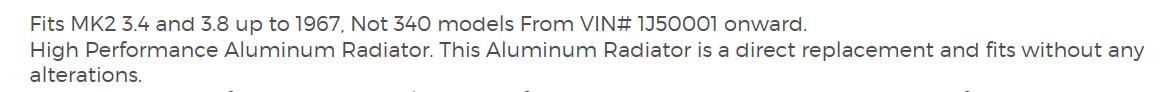 Mk2 aluminum radiator - Saloons - Jag-lovers Forums